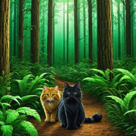 Forest Cat In A Restored Forest Concept Healing The Earth Stock