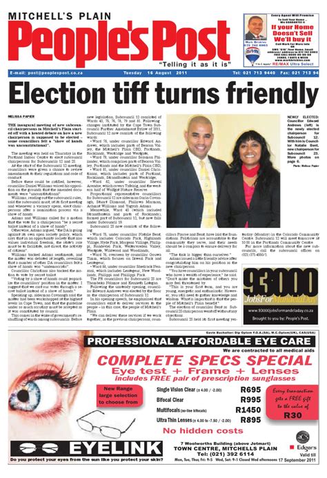 Peoples Post Mitchells Plain Edition 16 Augustus 2011 By Peoples Post