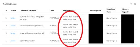 Ucmdb Cms Ui Licensing Report Showing Invalid Date Invalid Date