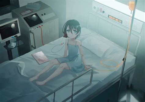 Safebooru 1girl Bandaid On Arm Bangs Bare Arms Bare Shoulders Bed