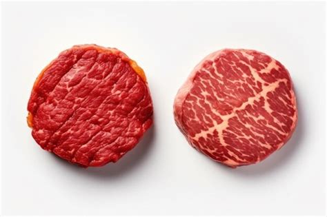 Un Trozo De Carne Y Un Trozo De Carne Sobre Una Superficie Blanca