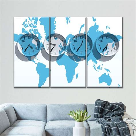 Time Zones World Map Wall Art Map Wall Art World Map Wall Art World