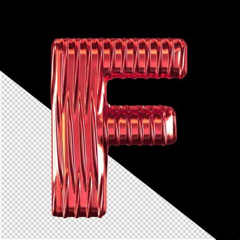 Premium Psd Red 3d Symbol With Vertical Ribs Letter F