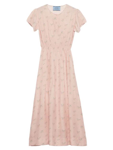 Shop Prada Floral Print Pongé Dress Saks Fifth Avenue