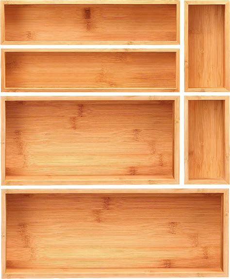 China Drawer Organizer 100 Bamboo Drawer Organizer Stackable 6 Piece Wooden Drawer Organizer 18