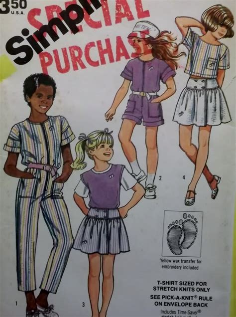Vintage Simplicity 6345 Girls Jumpsuit Skirt Top And T Shirt Sewing