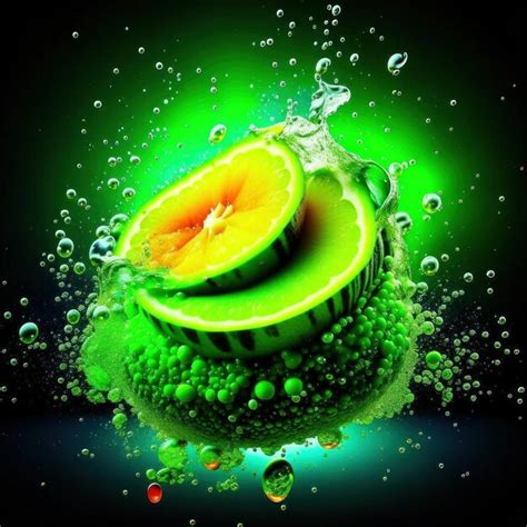 Premium Ai Image A Lime And Lime Slice With A Green Background With