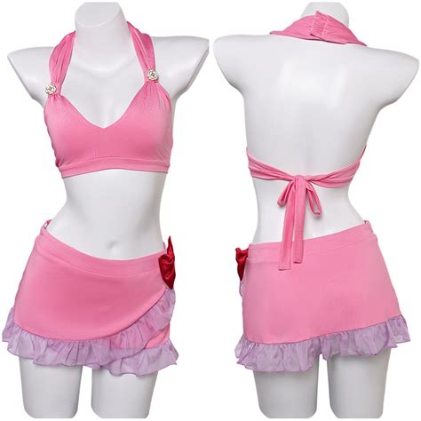 Ff Vii Aerith Gainsborough Women Pink Swimsuit Party Carnival Hallowee
