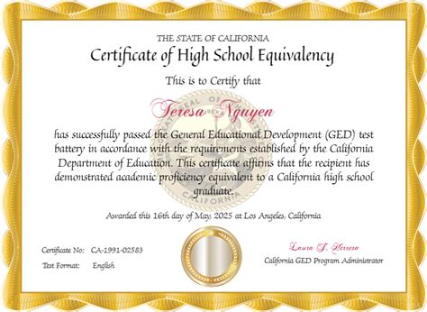 California Ged Certificate