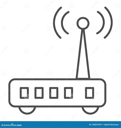 Router Thin Line Icon Wi Fi Vector Illustration Isolated On White Stock Vector Illustration
