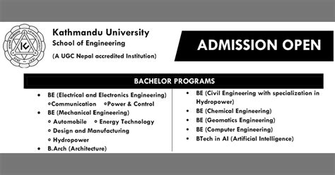 BE B Arch And B Tech Admission Open From Kathmandu University School