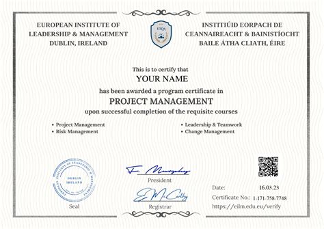 Program Certificate In Project Management Eilmedueu