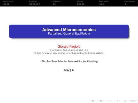 Advanced Microeconomics Partial And General Equilibrium