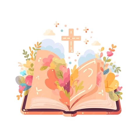 Cartoon Christian Open Bible Premium Ai Generated Vector