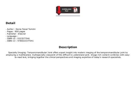 Read And Download Specialty Imaging Temporomandibular Joint Any Format