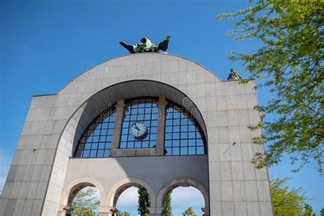 Arch With Clock And Statue On Top For Background Stock Image Image Of