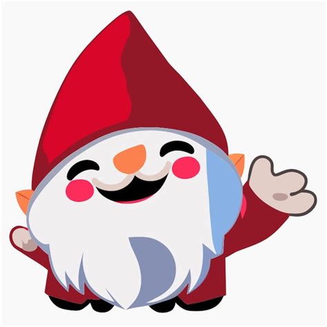 Un Gnomo Lindo Con Una Gran Sonrisa En La Cara Señalando Con El Dedo Un Fondo Blanco Ilustración