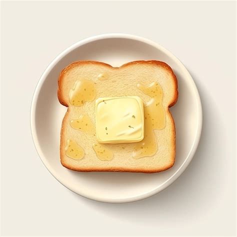 Premium Ai Image Bread With Butter On A Plate On Isolated White