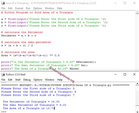 Python Program To Find Area Of A Triangle