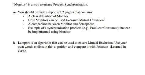 solved monitor is a way to ensure process synchronization