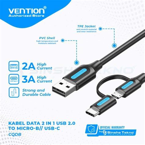 Promo Vention Kabel Charger Data Usb To Micro Usb And Usb C High Quality P Cqd Meter