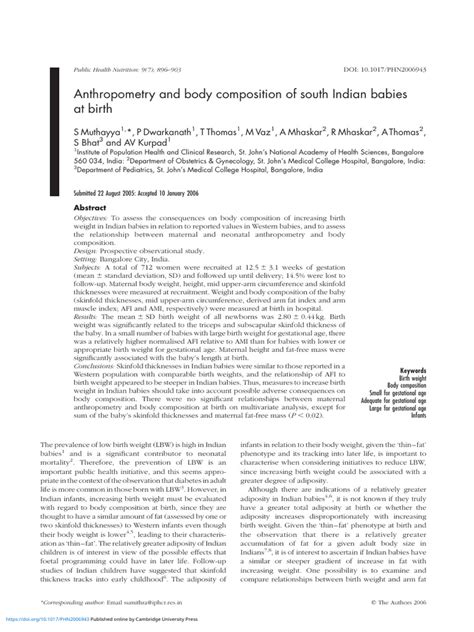 Anthropometry And Body Composition Pdf