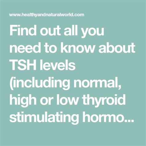 TSH Levels Normal High Or Low Including Optimal Thyroid Levels