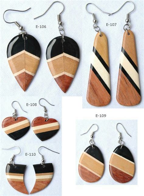 Wooden Earrings With Black White And Brown Stripes Making Wood