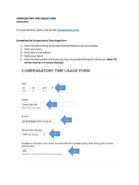 Fillable Online Compensatory Time Useage Form Fax Email Print Pdffiller
