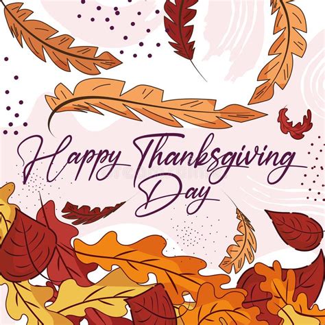 Pile Of Autumn Leaves On A Happy Thanksgiving Day Poster Vector Stock