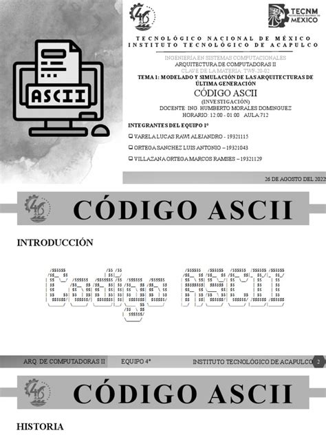 Presentación Código Ascii Equipo 4° Pdf Ascii Codificación De