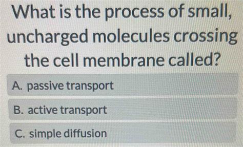Solved What Is The Process Of Small Uncharged Molecules Crossing The