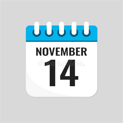 Icon Page Calendar Day 14 November Stock Vector Illustration Of