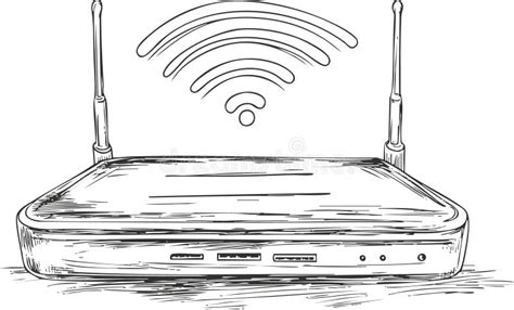 Illustration Of A Wireless Router With Antennas And Wi Fi Signal Icon Stock Vector