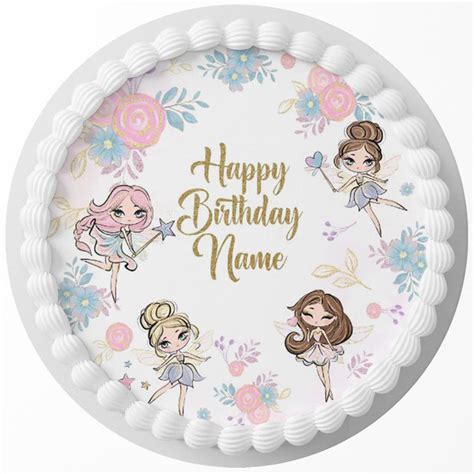 Stylish Fairies Edible Cake Toppers Round Ediblecaketopper