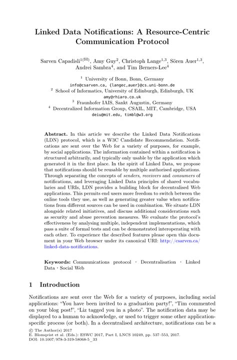 Pdf Linked Data Notifications A Resource Centric Communication Protocol
