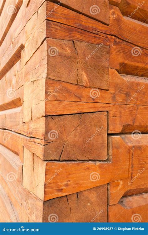 Fancy Timber Joints On The Corner Of Log Cabin Stock Image Image Of