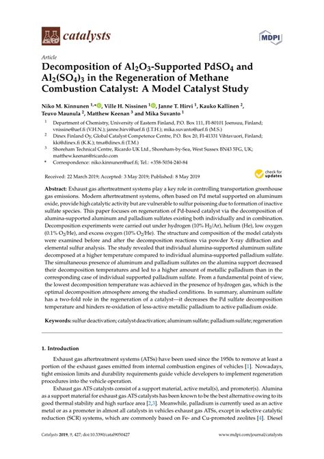 Pdf Decomposition Of Al O Supported Pdso And Al So In The