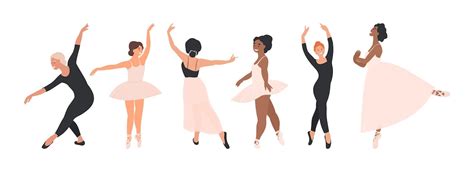 Premium Vector Set Collection Of Various Ballerinas In Poses Of