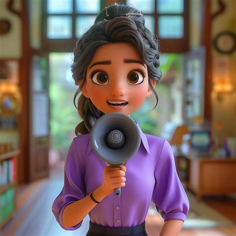 Premium Photo 3d Illustration Of Asian Girl Renae Making Announcement