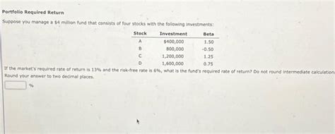 Solved Portfolio Required Return Suppose You Manage A 4