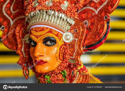 Theyyam Artist Perform During Temple Festival In Payyanur Kerala