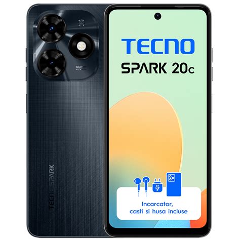 Telefon Mobil Dual Sim Tecno Spark C Octa Core Ghz Gb Gb Ram Lte Gravity Black