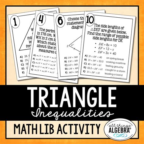 Triangle Inequalities Math Lib Activity All Things Algebra®