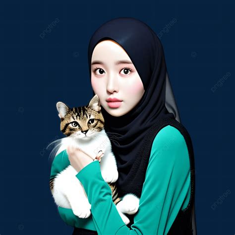 Hijab Girl Holding Cute Cat Ai Generated Headscarf Ai Generated Girl