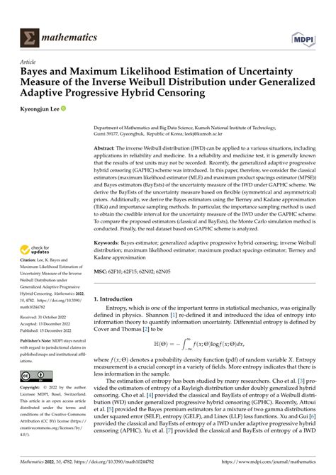 Pdf Bayes And Maximum Likelihood Estimation Of Uncertainty Measure Of