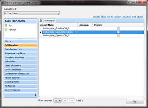 Unity Connection Tenant Manager