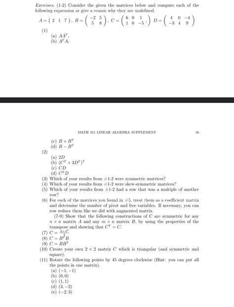 Solved Exercises 1 2 ﻿consider The Given The Matrices