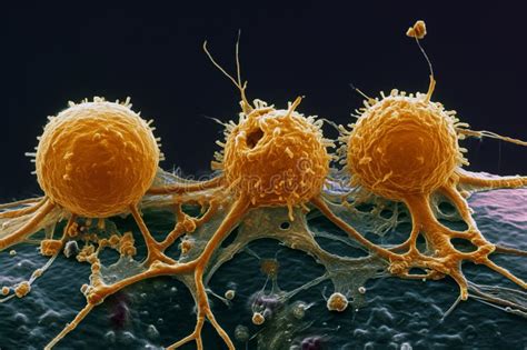 Immune Cells Attack Cancer Cells T Cells Attacking Cancer Stock Image