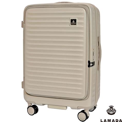 【lamada】20吋極簡漫遊系列前開式登機箱 旅行箱 行李箱 燕麥奶 拉鍊框 Yahoo奇摩購物中心